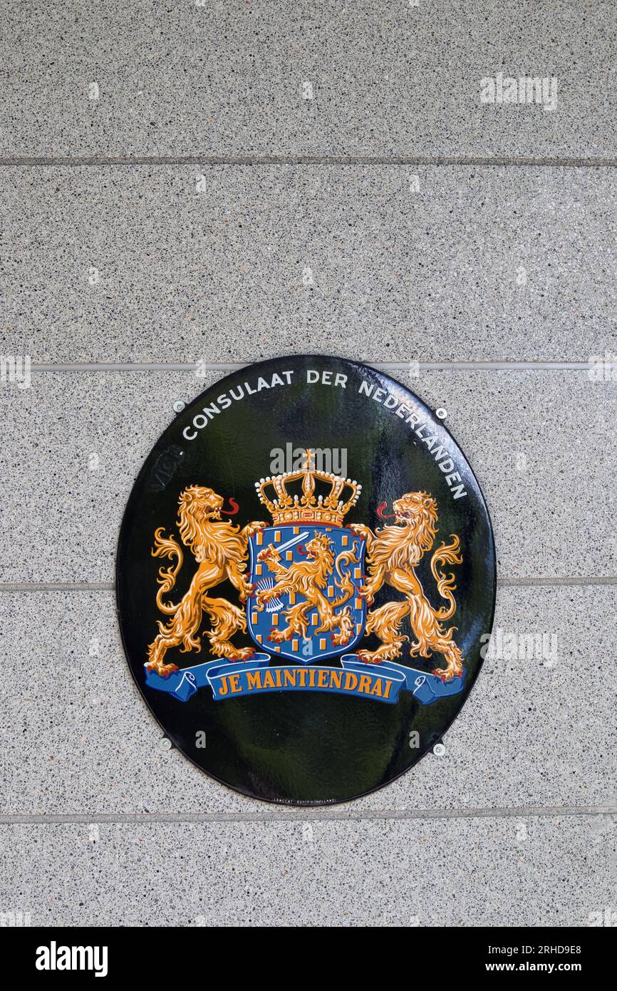 Netherlands Embassy Consulate Office emblem sign on the wall Stock ...