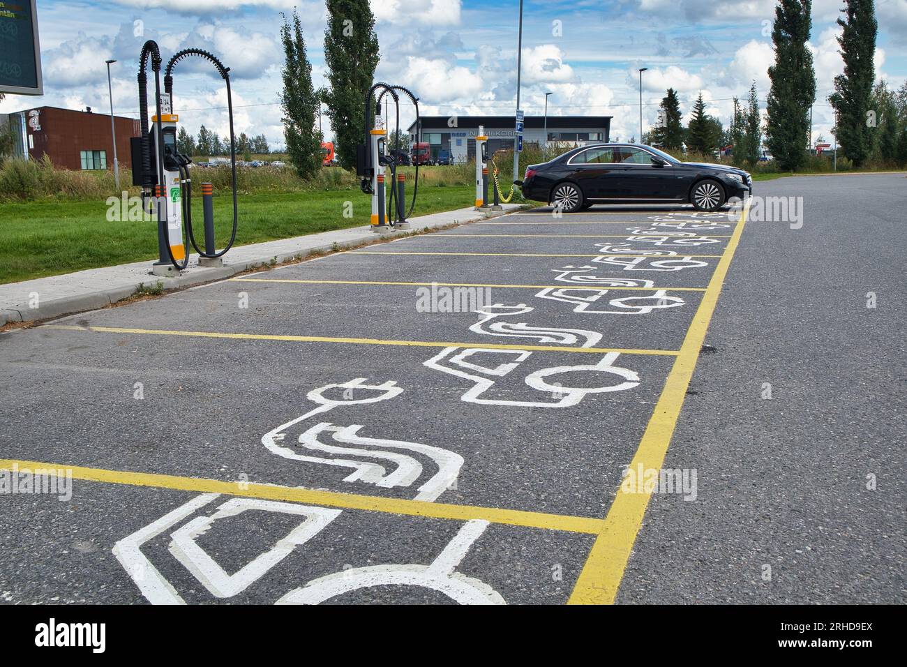 Charging an electric car, Finland Stock Photo - Alamy
