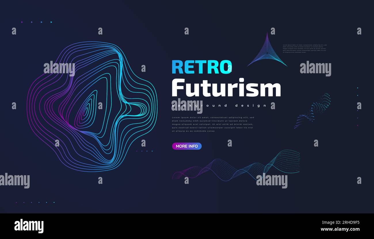 Retro Futuristic Background with Abstract Colorful Wavy Shapes. Sci fi ...