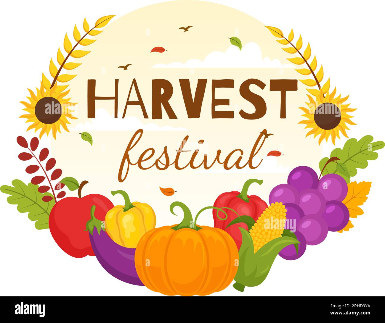 Happy Harvest Festival Vector Illustration of Autumn Season Background ...