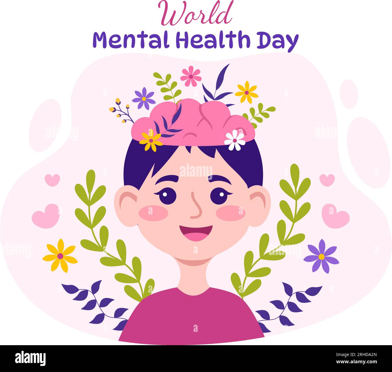 World Mental Health Day Vector Illustration on October 10 with Healthy ...