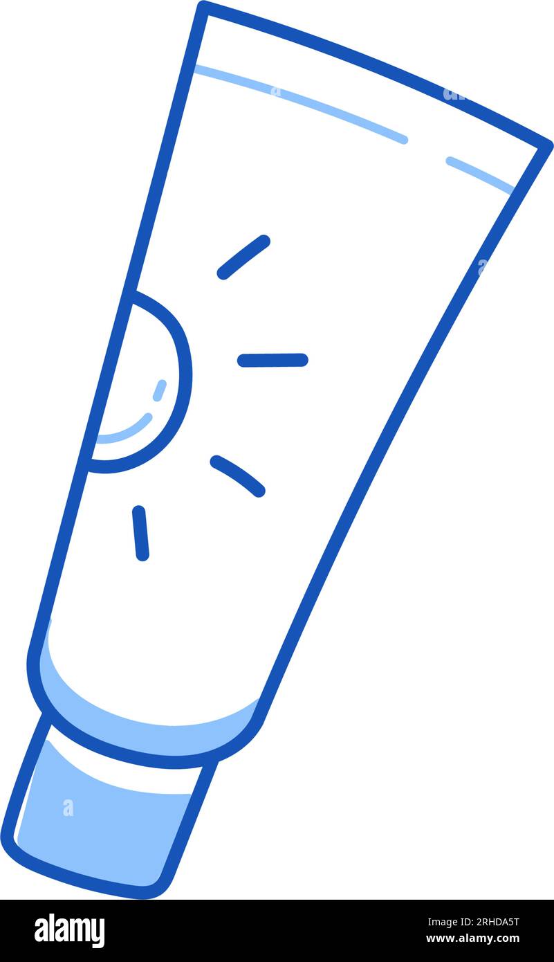 Sun cream doodle. Hand drawn sketch doodle style sun cream. Blue pen ...