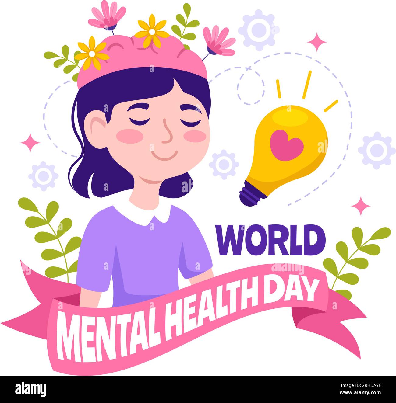 World Mental Health Day Vector Illustration on October 10 with Healthy ...