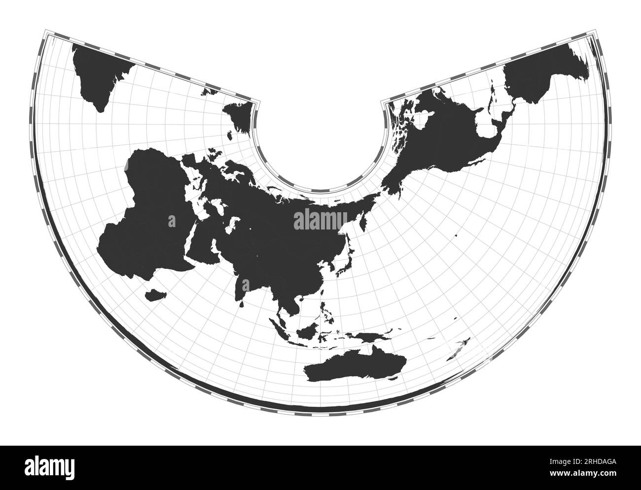 Vector world map. Albers equal-area conic projection. Plain world ...