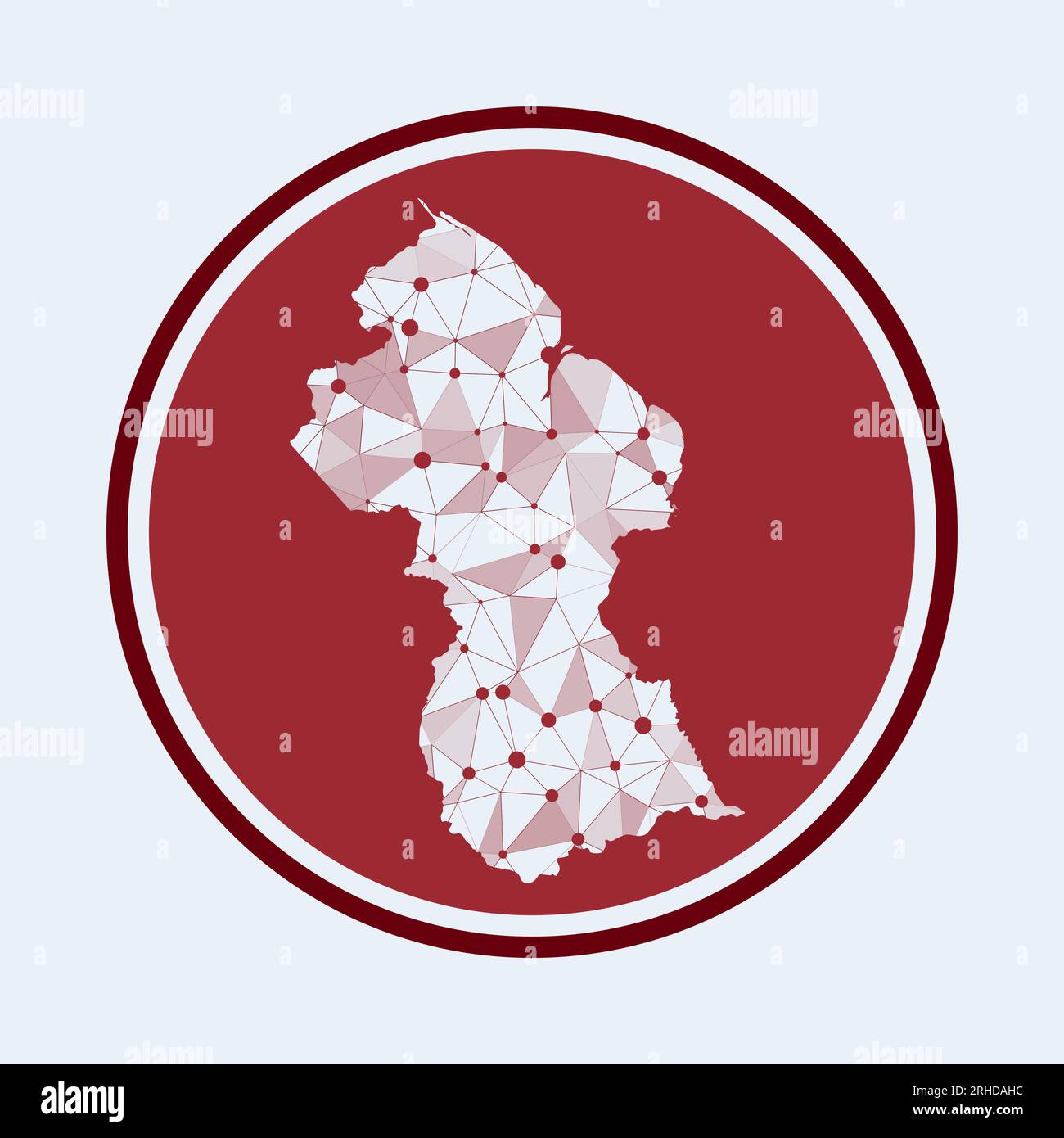 Guyana icon. Trendy tech logo of the country. Geometric mesh round ...