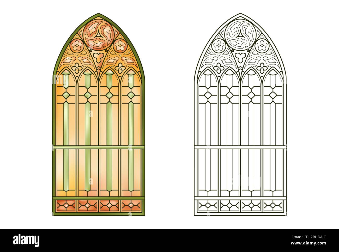 Worksheet with Stained Church glass in grade colors Stock Vector Image ...