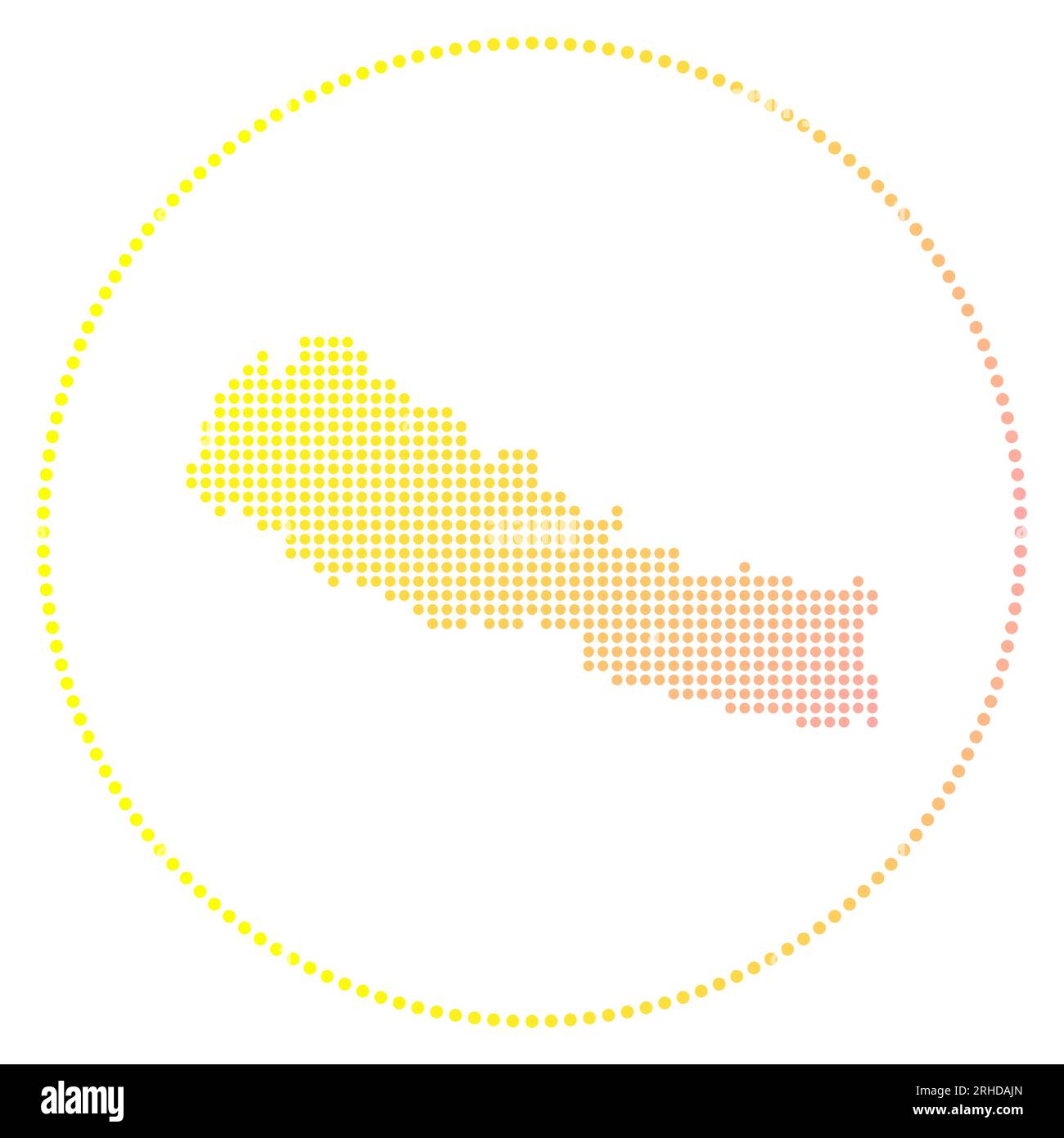 Nepal digital badge. Dotted style map of Nepal in a circle. Tech icon ...