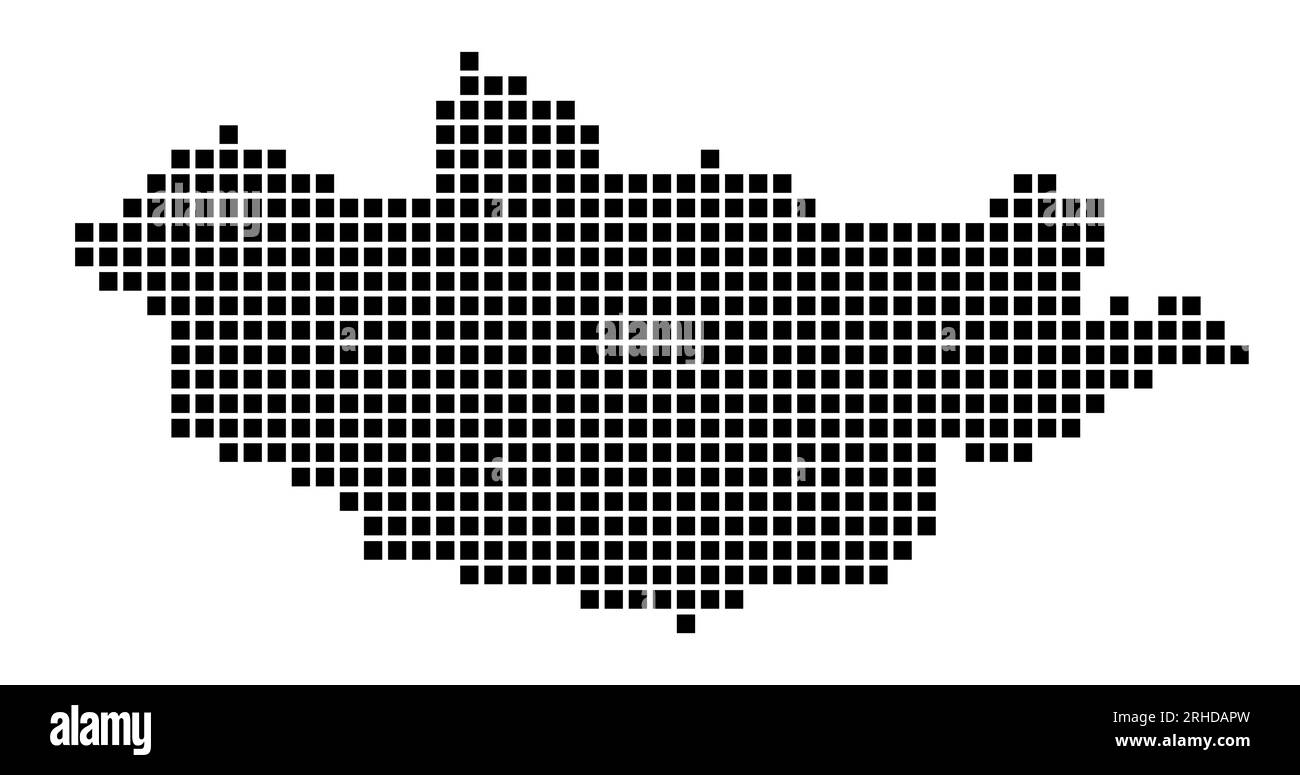 Mongolia map. Map of Mongolia in dotted style. Borders of the country filled with rectangles for ...