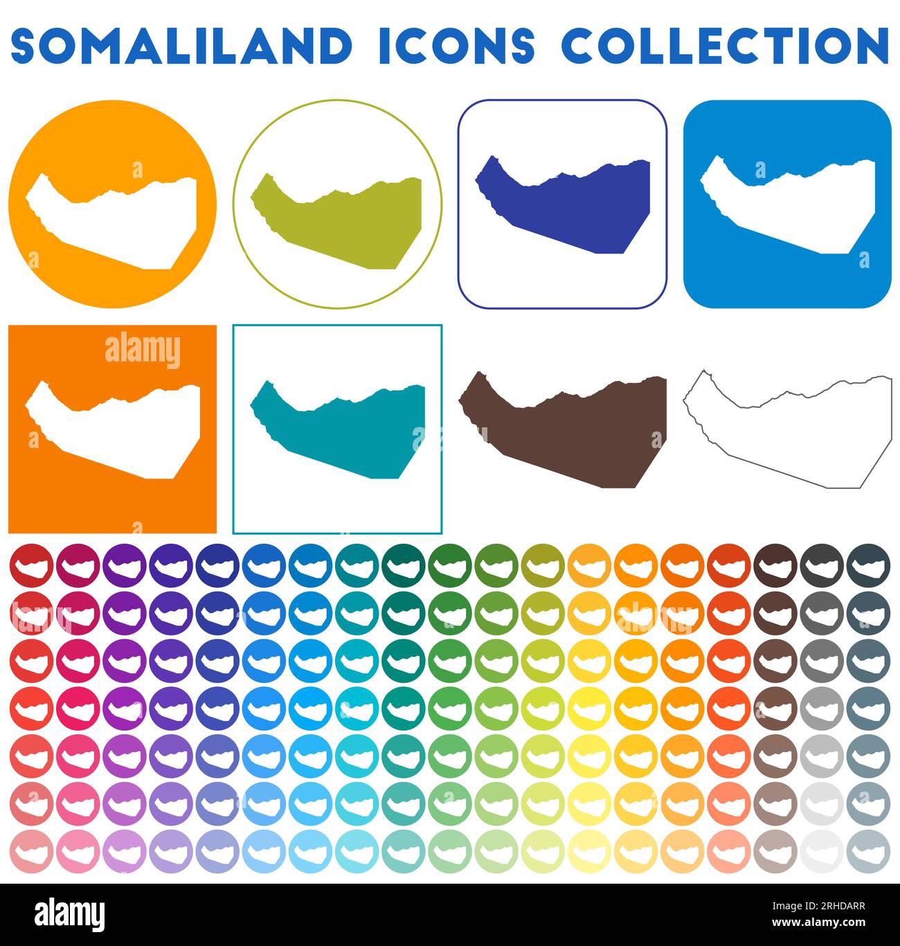 Somaliland icons collection. Bright colorful trendy map icons. Modern ...
