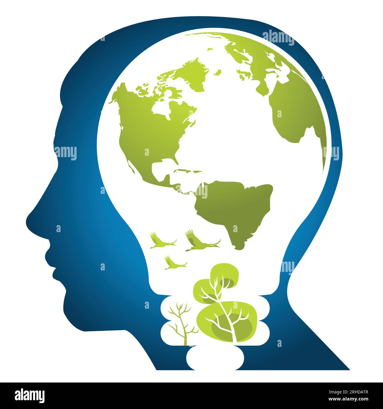 Think green eco human head silhouette. Environment posters Stock Vector ...