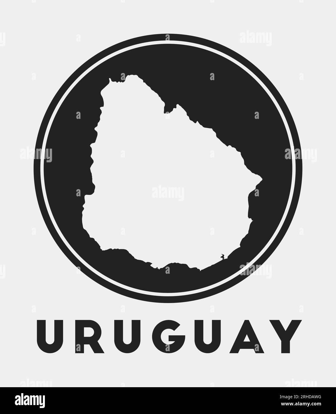 Uruguay icon. Round logo with country map and title. Stylish Uruguay ...