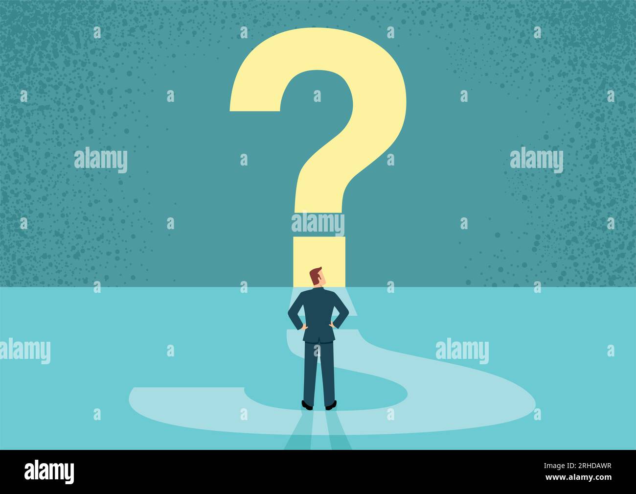 Simple flat vector illustration of a businessman looking at big ...