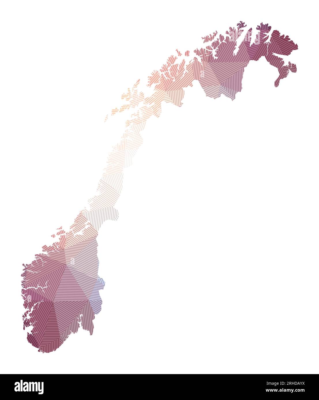 Map of Norway. Low poly illustration of the country. Geometric design with stripes. Technology ...
