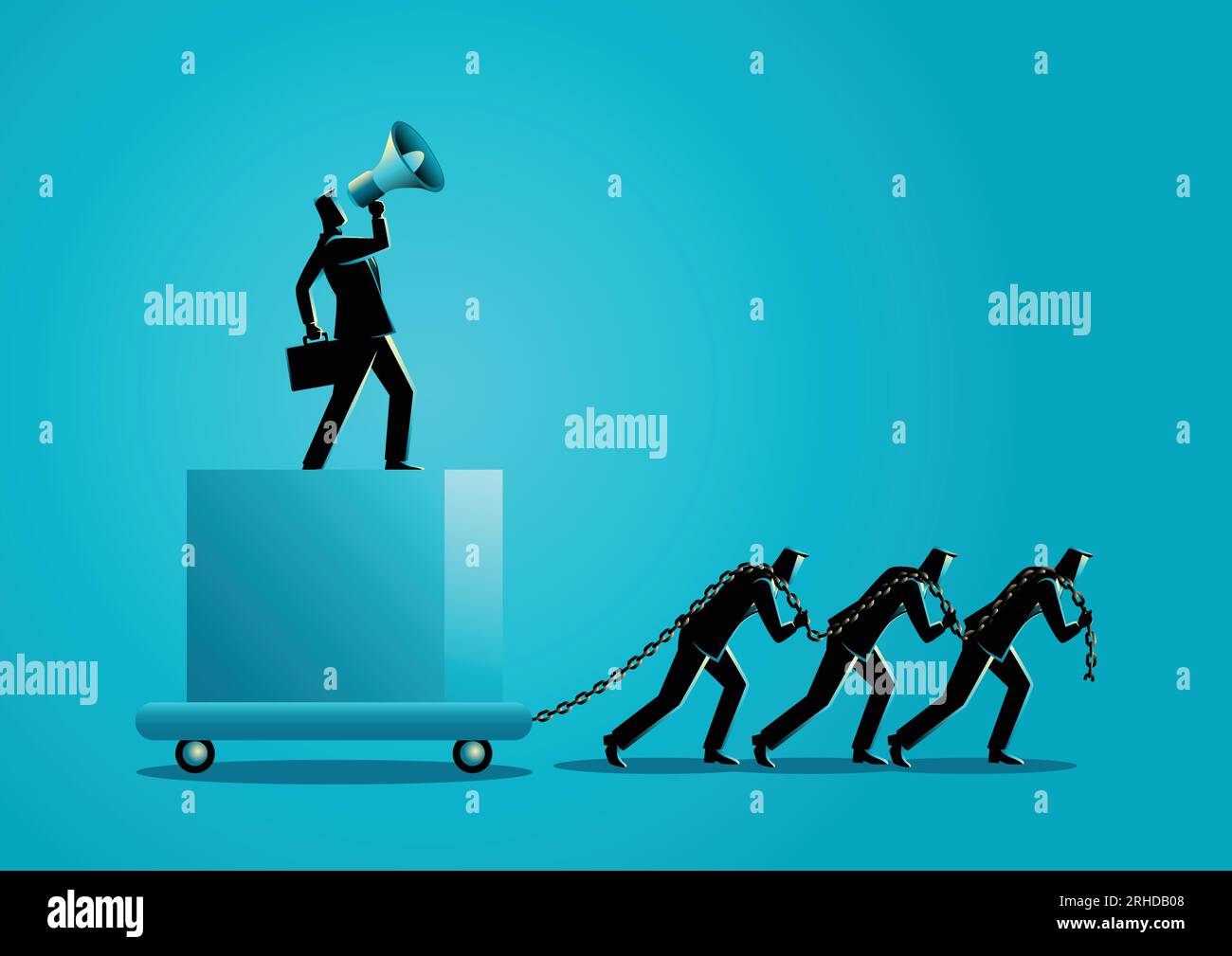 Business concept vector illustration of a boss using megaphone ordering ...