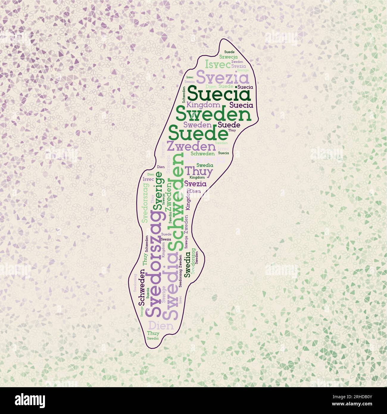Sweden shape with country names word cloud in multiple languages ...