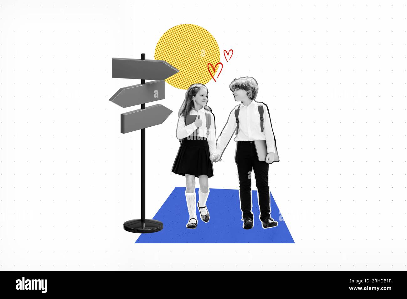 Hands together small relationships collage illustration lovers school ...