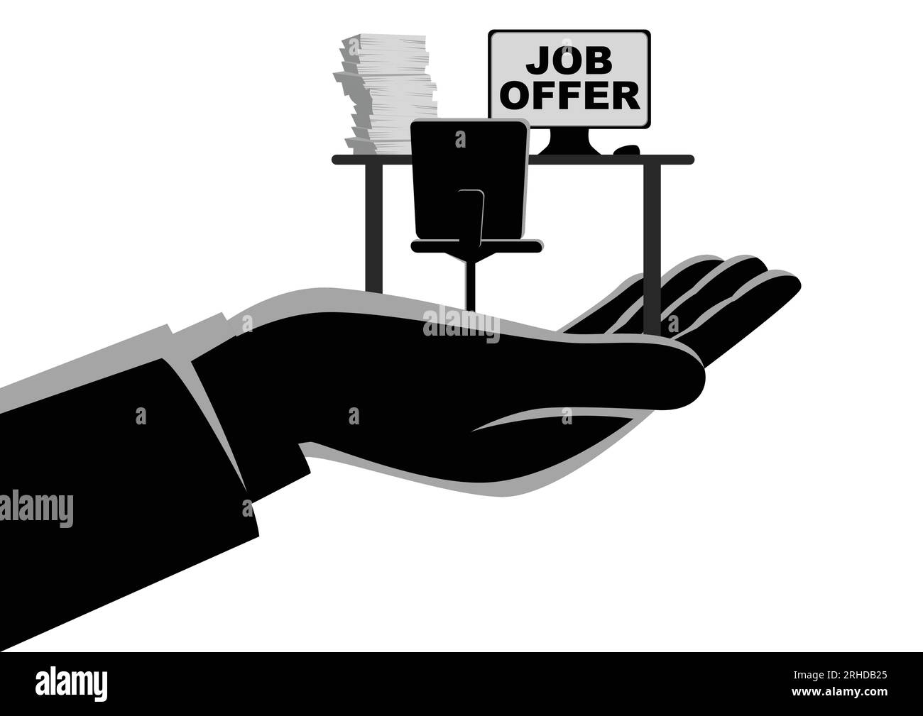 Business concept simple flat vector illustration of a hand offering an ...