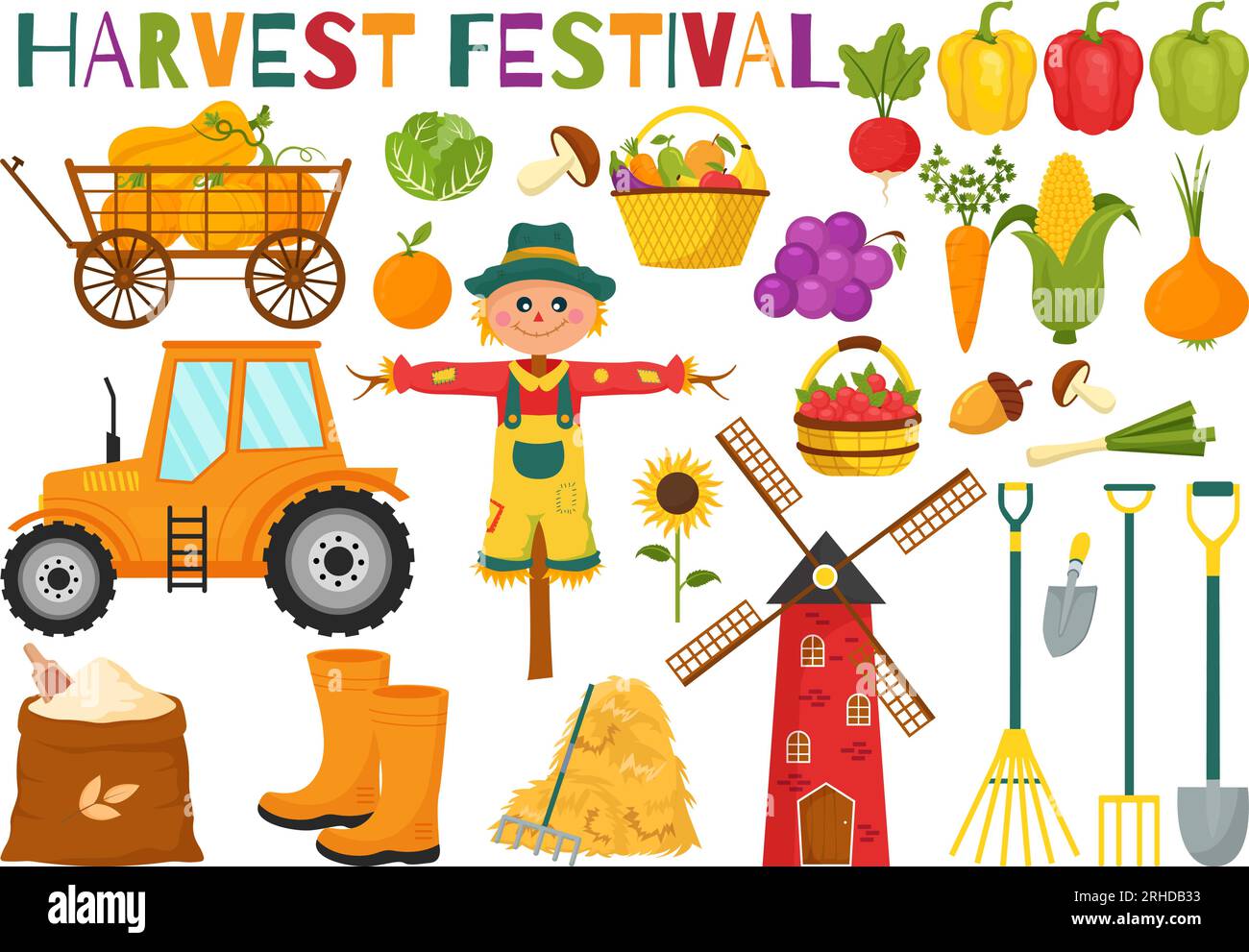 Happy Harvest Festival Vector Illustration of Autumn Season Background ...