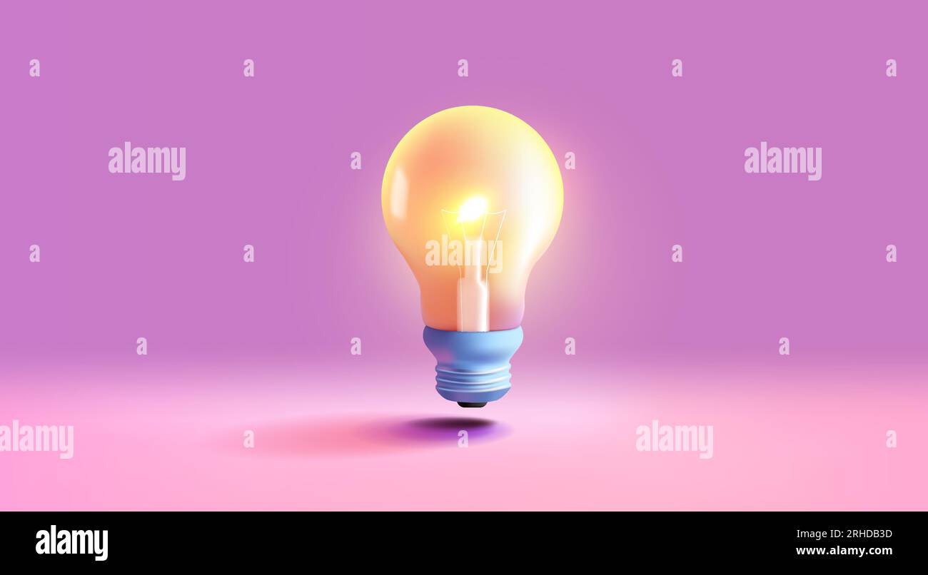 3d render vector vintage light bulb illustration, realistic transparent ...