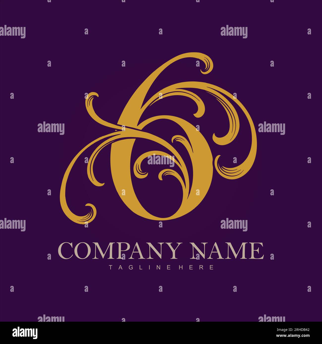 Timeless luxury classic number 6 monogram letter logo vector ...