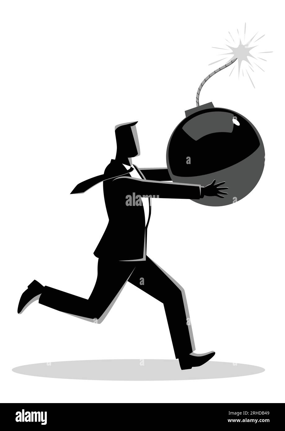 Business concept vector illustration of a businessman running panic ...