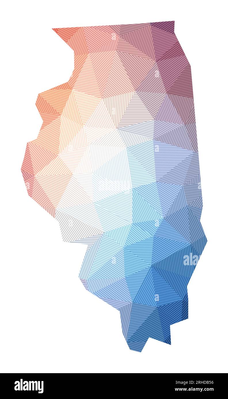 Map of Illinois. Low poly illustration of the US state. Geometric ...