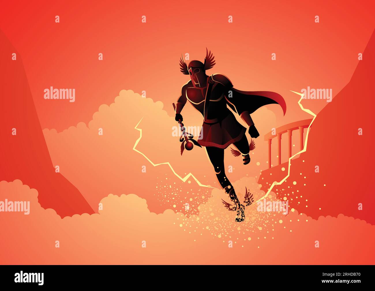 Greek god and goddess vector illustration series, Hermes, the emissary ...