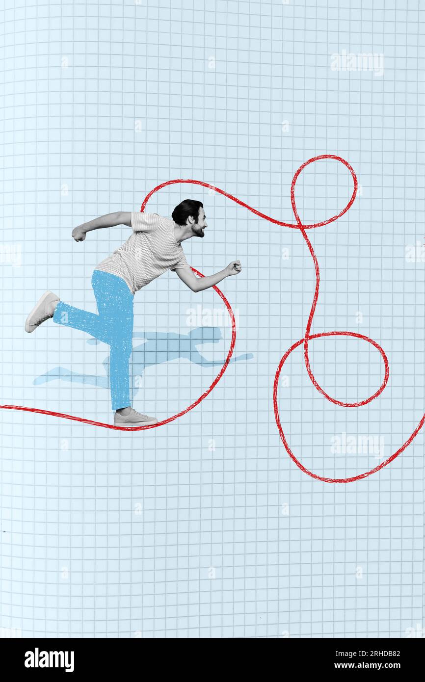 Funny running guy university student collage illustration metaphor ...