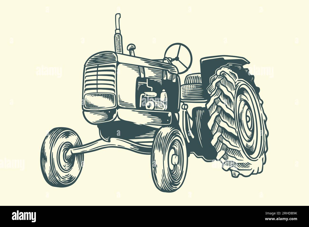 Tractor harvesting in field Stock Vector Images - Alamy
