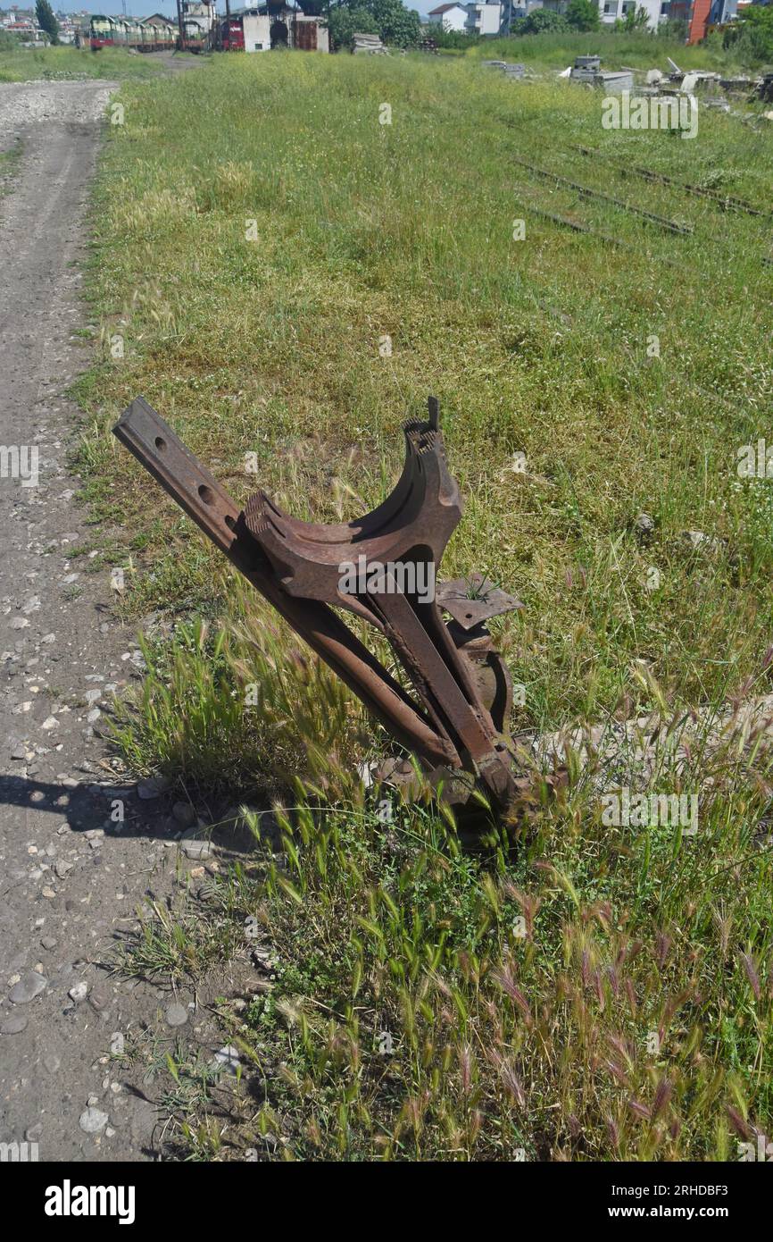 A redundant diesel loco engine connecting rod reused as a point ...