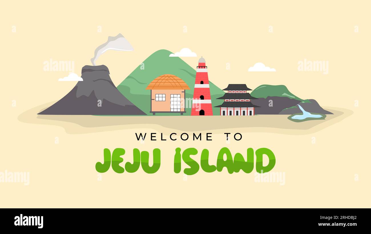 Welcome to jeju island background on yellow background Stock Vector ...