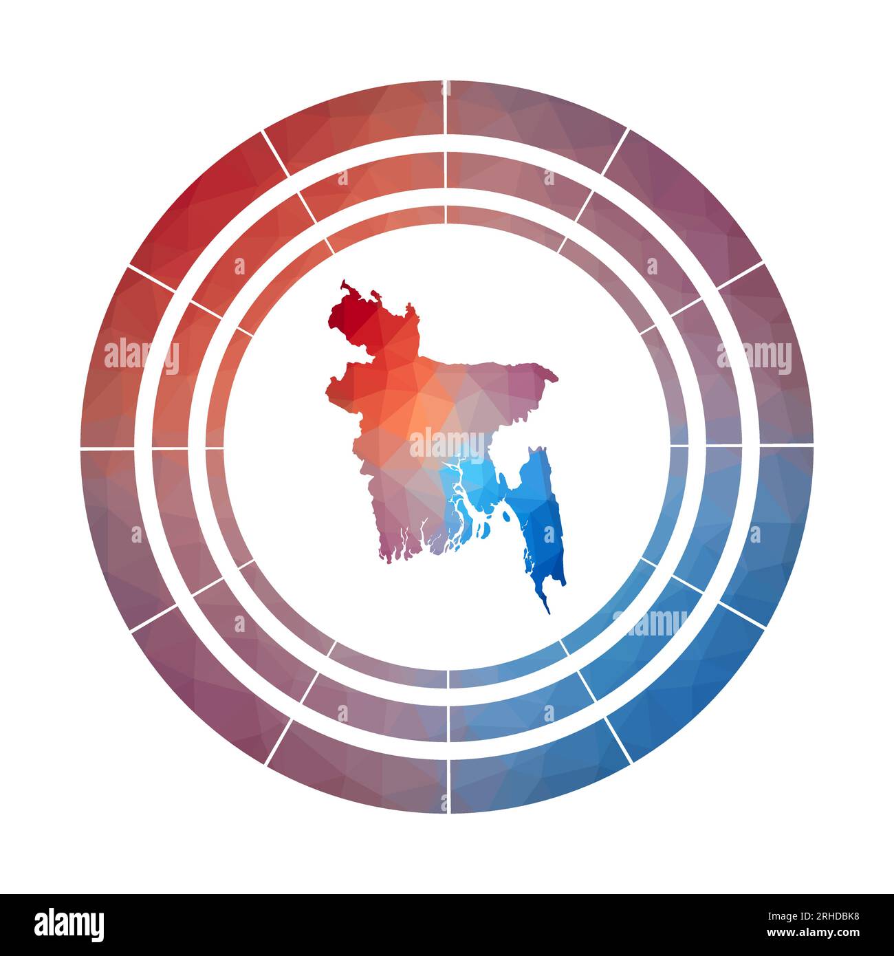 Bangladesh badge. Bright gradient logo of country in low poly style ...
