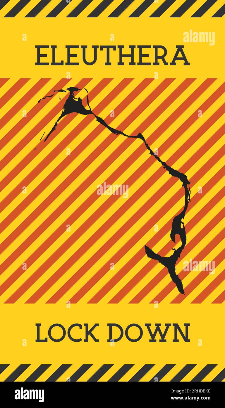 Eleuthera Lock Down Sign. Yellow island pandemic danger icon. Vector ...