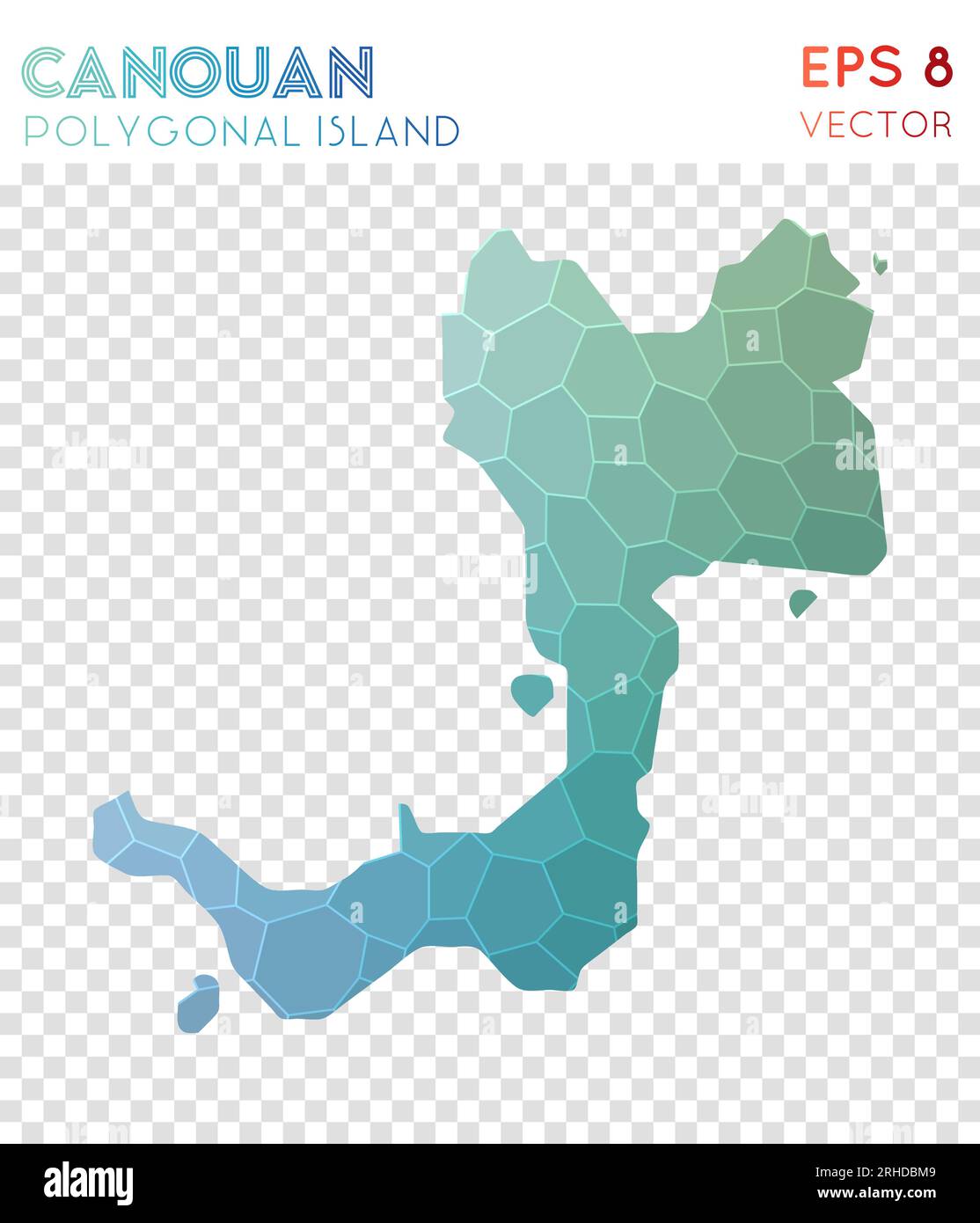 Canouan polygonal map, mosaic style island. Lively low poly style ...