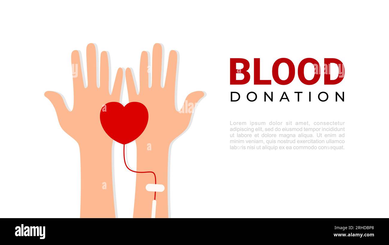 Blood donation background. Two Hands with blood love bag Stock Vector ...