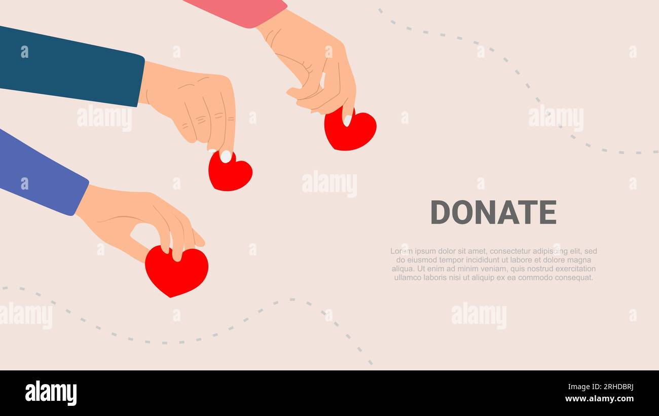 People holding hearts. Charity share, donate and giving money Stock ...