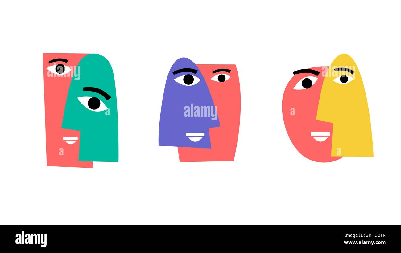 Cubism painting face isolated on white background Stock Vector Image ...