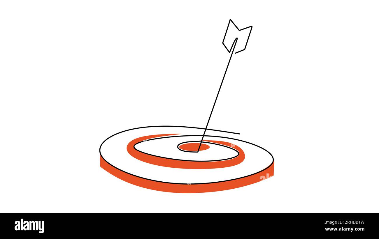 One single line of arrow stuck in the board isolated on white ...