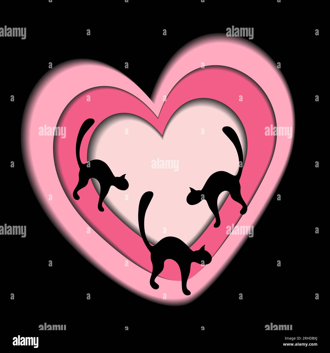 Abstract heart shaped background texture in paper cut style with ...