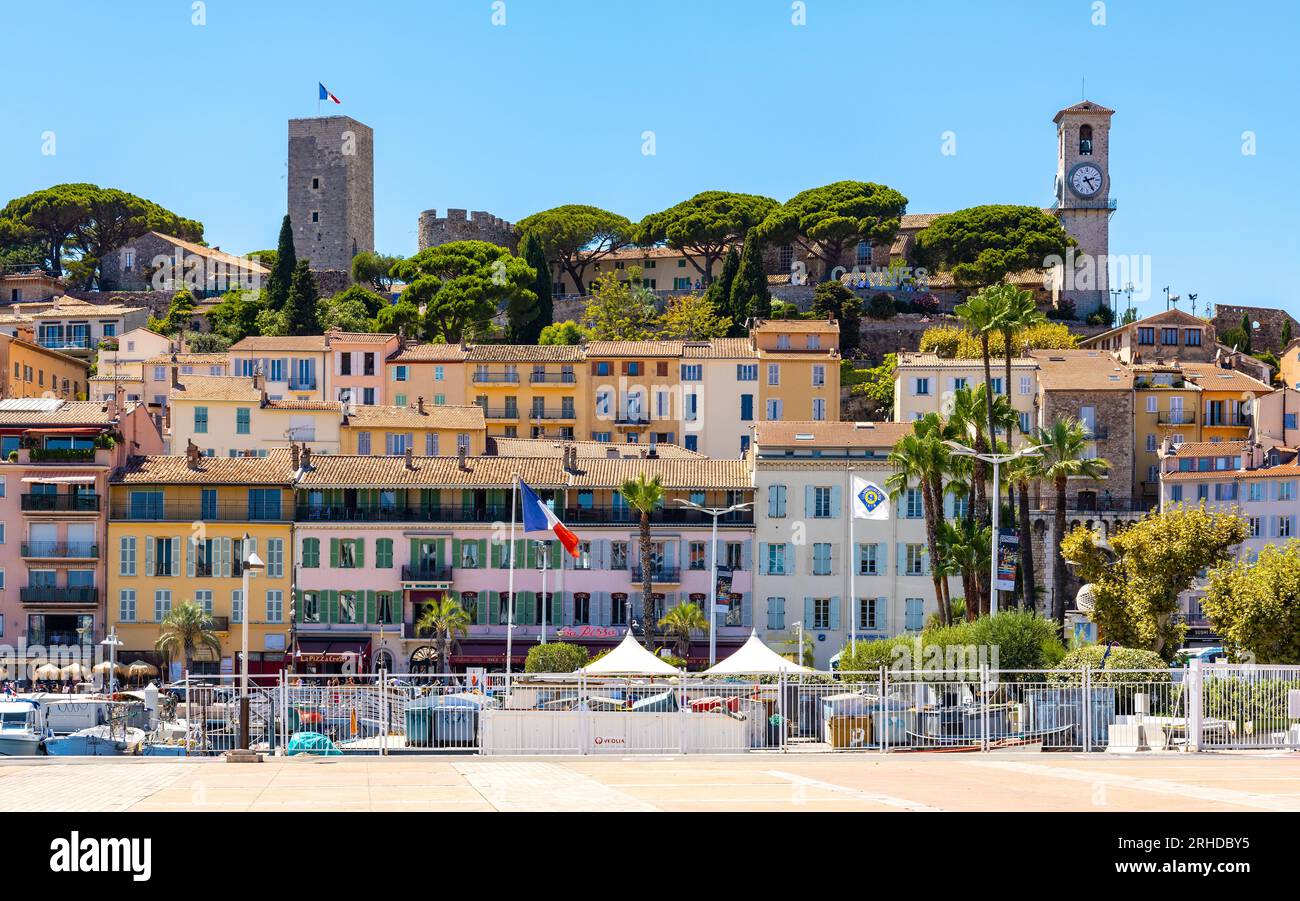 Cannes, France - July 31, 2022: Castle Hill panorama Eglise Notre Dame ...
