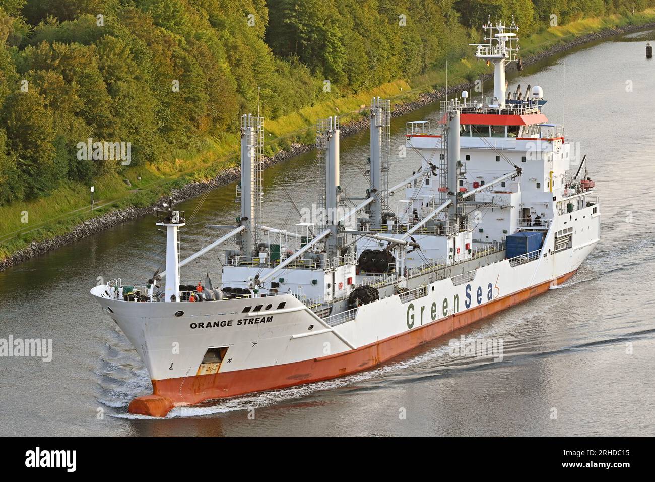 Refrigerated Cargo Ship ORANGE STREAM passing the Kiel Canal Stock ...