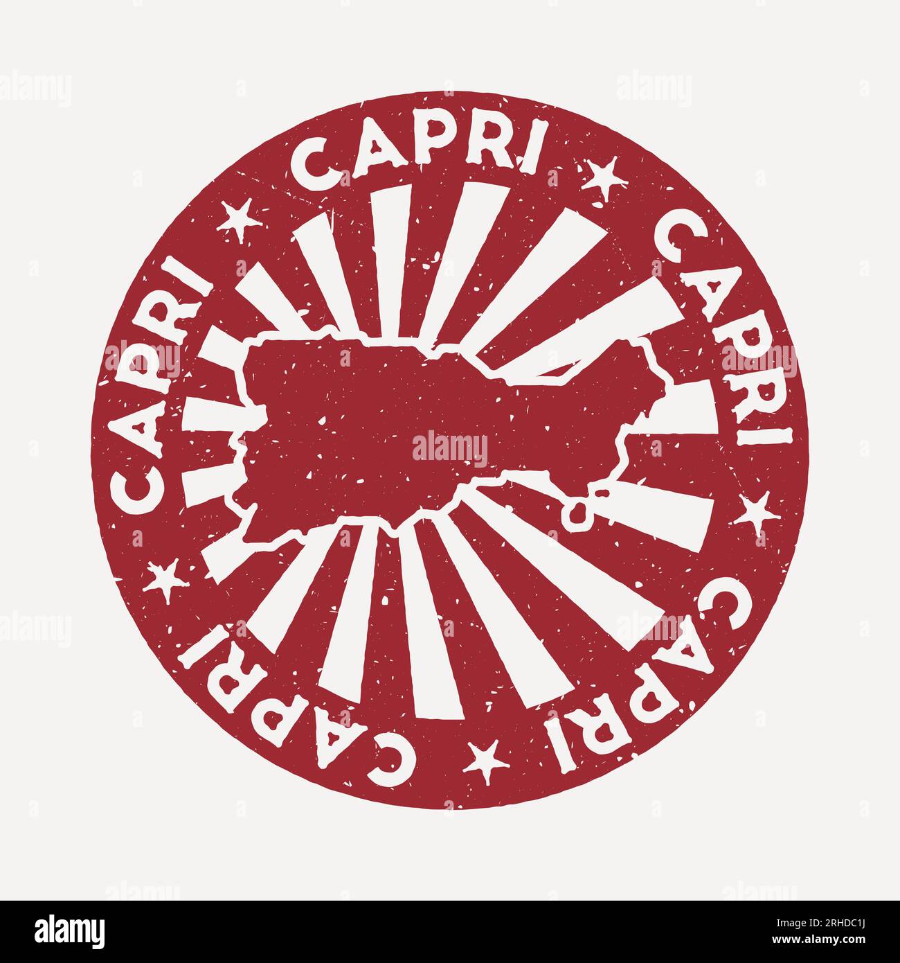 Capri stamp. Travel red rubber stamp with the map of island, vector ...
