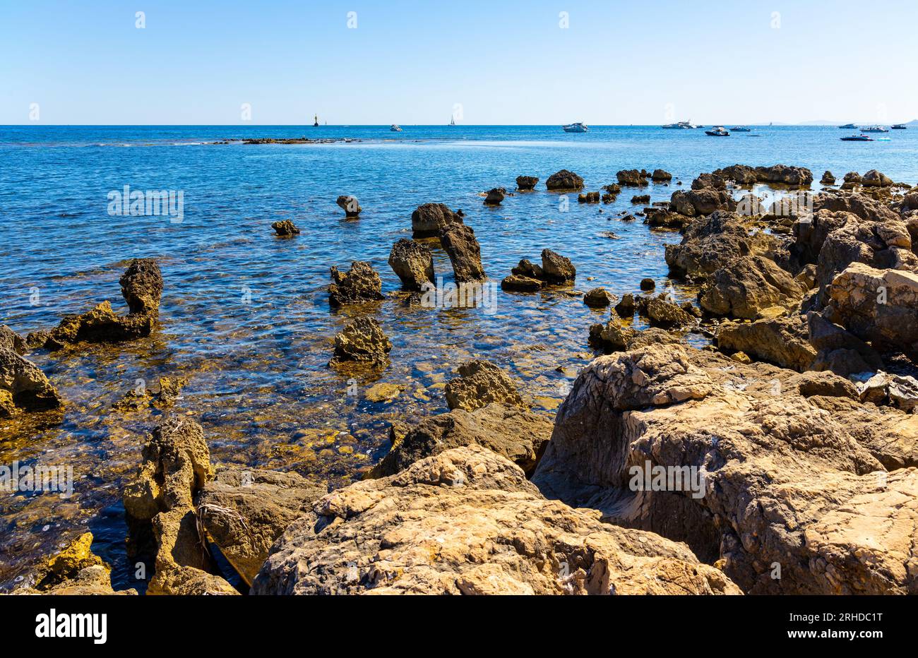Cannes, France - July 31, 2022: Rocky coast with woods and forest of ...