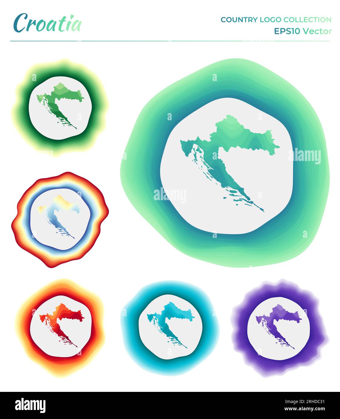 Croatia logo collection. Colorful badge of the country. Layers around ...