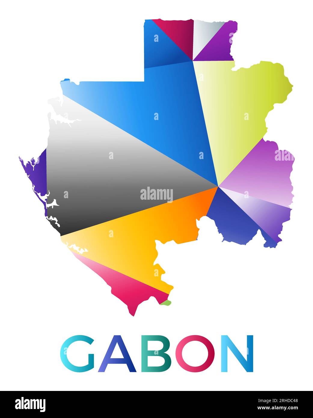 Bright colored Gabon shape. Multicolor geometric style country logo ...