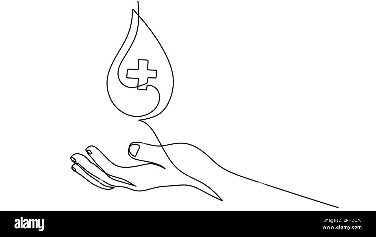 One continuous single line drawing of blood donor isolated on white ...