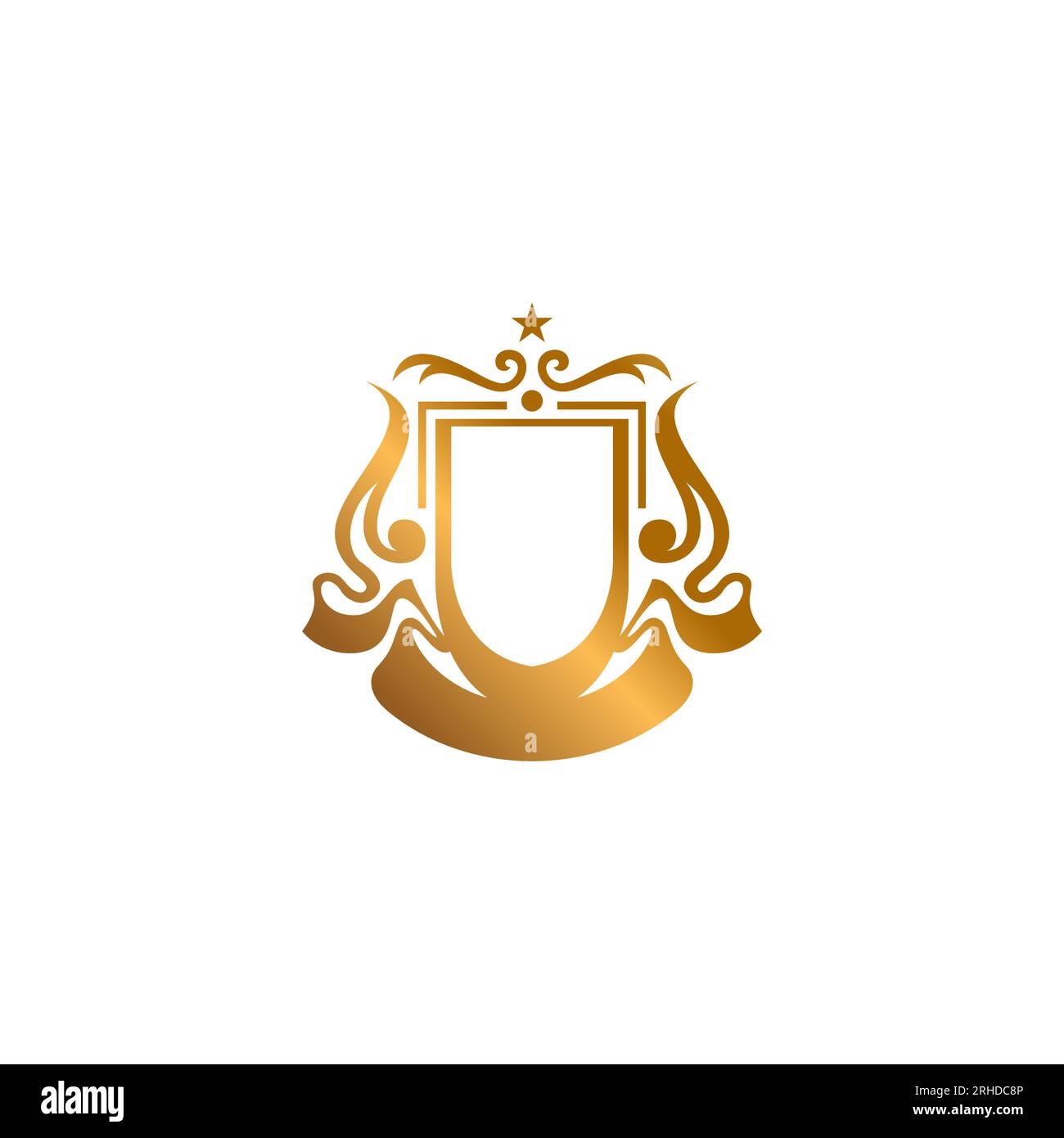 Golden Shield with gradient light effect and ribbon on sides vector ...