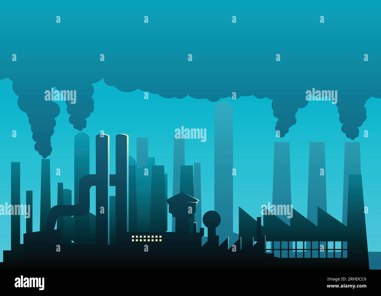Vector illustration of industrial building and factory, manufacturing ...