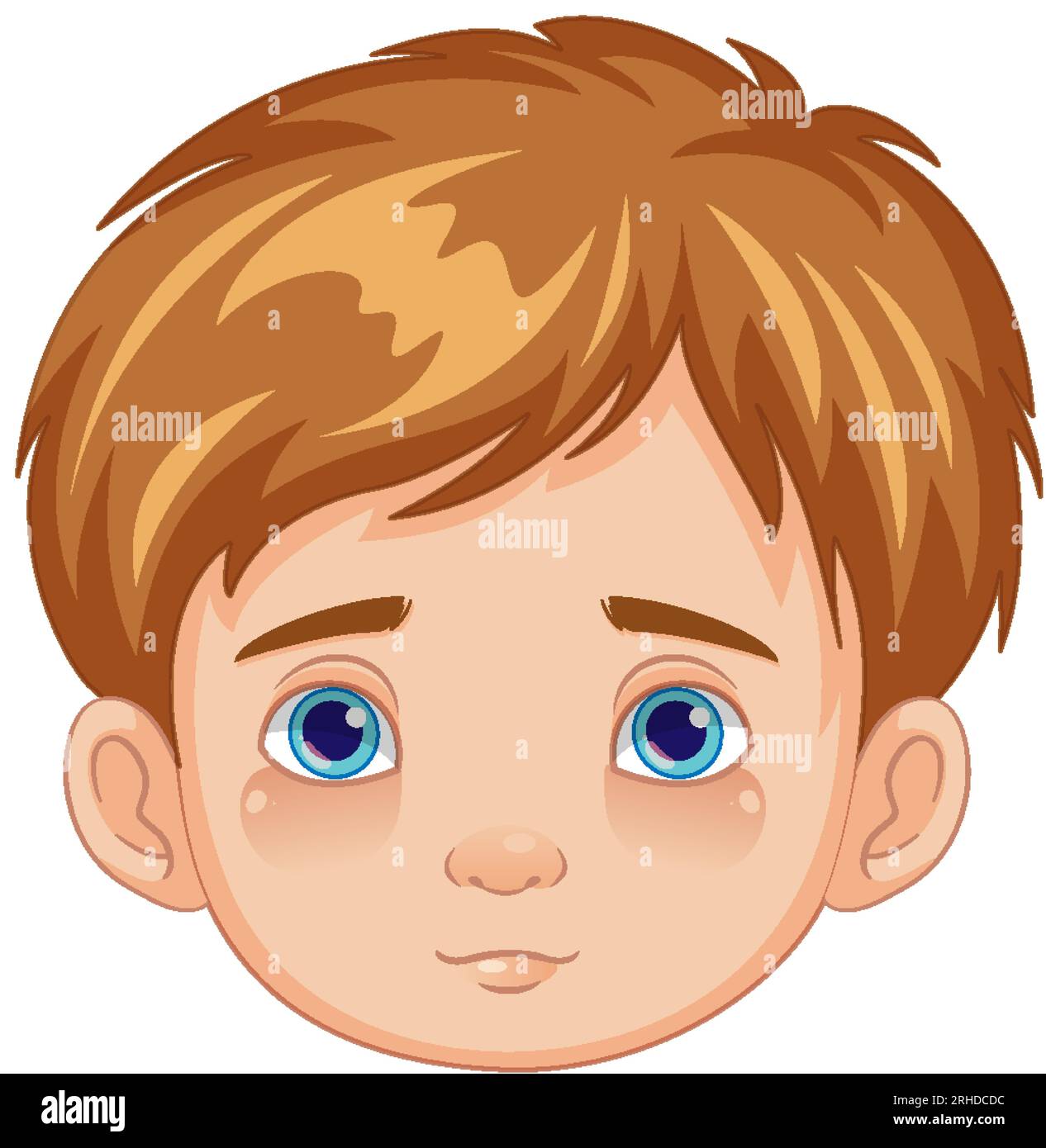 Illustration of a young boy with a neutral facial expression in a ...