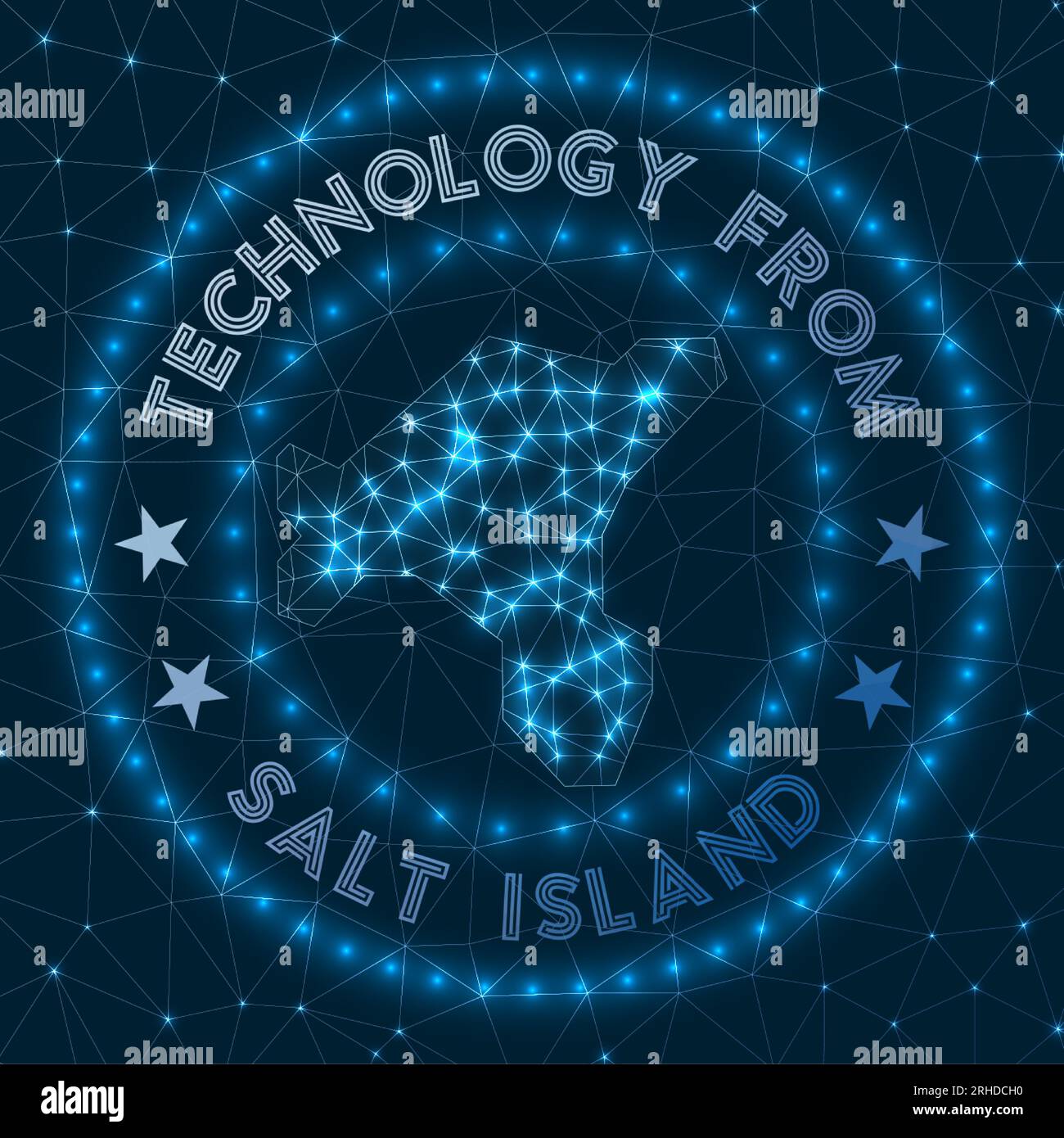 Futuristic geometric badge of the island. Technological concept. Round ...